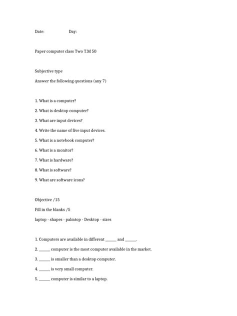 Paper Computer Class Two Pdf