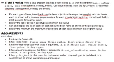 Solved 10 Total 8 Marks Write A Java Program That Has A