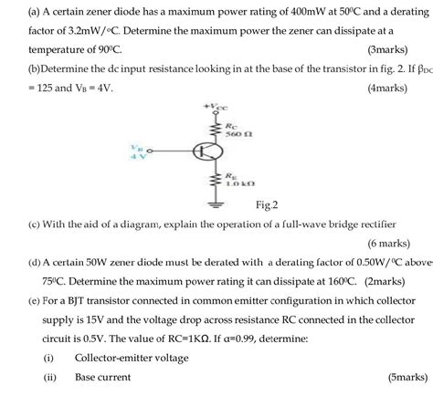 Solved (a) A certain zener diode has a maximum power rating | Chegg.com