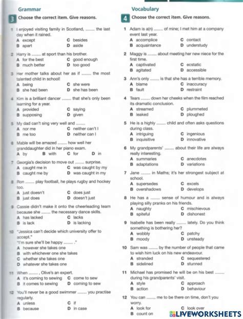 On Screen C1 Language Knowledge Worksheet Live Worksheets