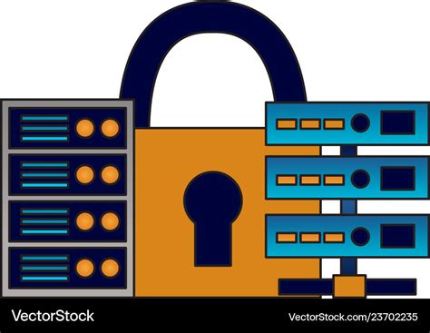 Database Server Center Storage Security Royalty Free Vector