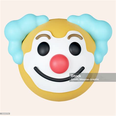3d 서커스 광대 이모티콘 빨간 코 재미있는 얼굴로 이모티콘 아이콘은 회색 배경에 분리되어 있습니다 3d 렌더링 그림입니다 클리핑 패스 3차원 형태에 대한 스톡 사진 및