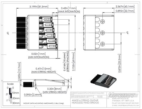 Hipshot 6 String Headless Fixed Bridge Tone Merchants