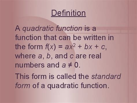 Algebra 1 Section 12 7 Definition A Quadratic