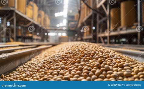 Soybean Production Facility With Conveyor Belt During Daytime Stock Image Image Of Grain