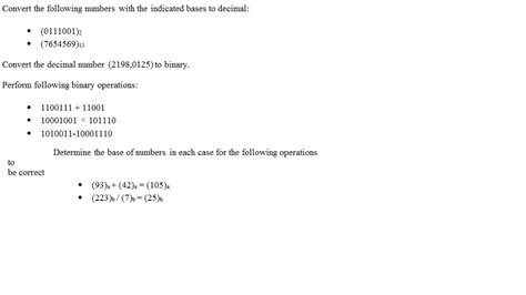 Solved Convert The Following Numbers With The Indicated Chegg