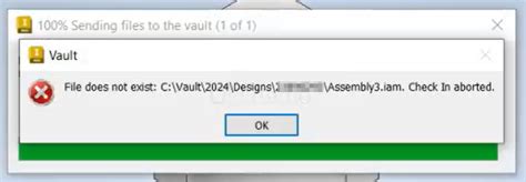 File Does Not Exist Warning On Check In To Vault After Demoting