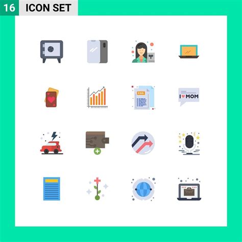 Set Of 16 Modern Ui Icons Symbols Signs For Card Hardware Female Device Computer Editable Pack