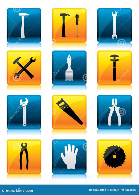 Tool Button Set Stock Vector Illustration Of Construction 16824061