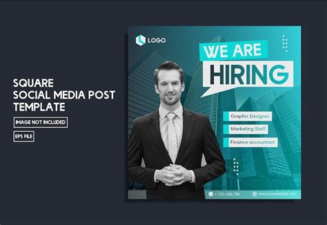 우리는 채용 공석 광장 배너 또는 소셜 미디어 게시물 템플릿을 채용하고 있습니다 프리미엄 Psd 파일