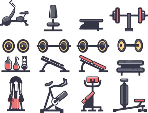 Gym Equipment Icons Set Isolated On White Background 54183701 Vector