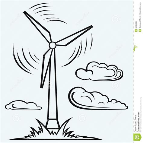 Photo About Windmill And Clouds Isolated On Blue Background