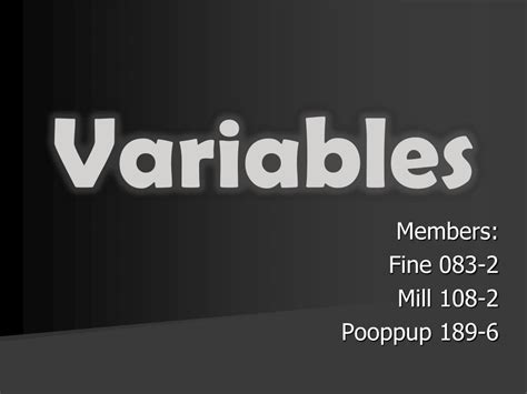 Ppt Variables Powerpoint Presentation Free Download Id512689