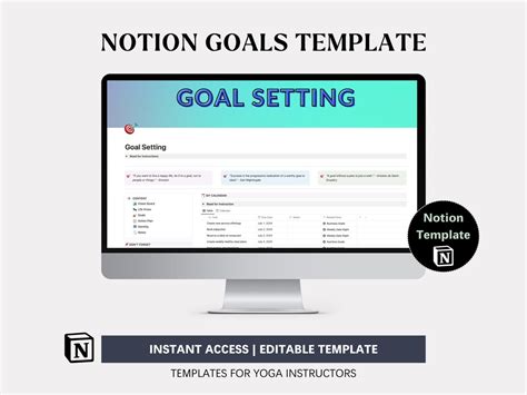 notion goal setting template notion planner template notion life