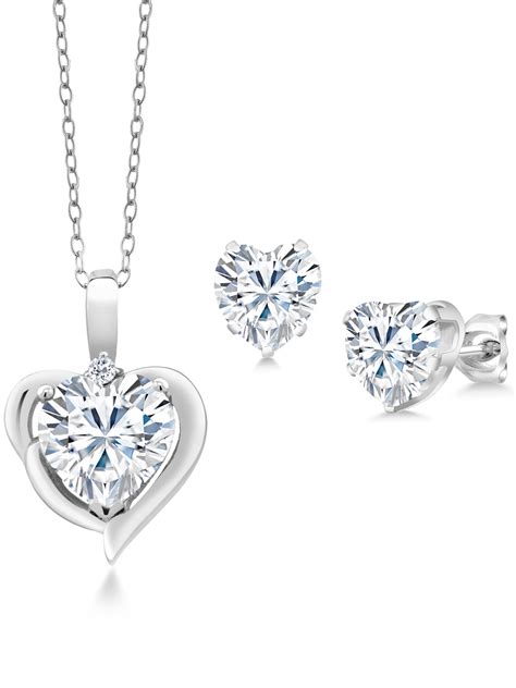 Gem Stone King 925 Sterling Silver White Moissanite And White Topaz