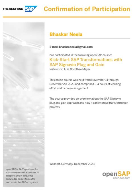 Bhaskar Neela On Linkedin Opensap Course “kick Start Sap Transformations With Sap Signavio Plug