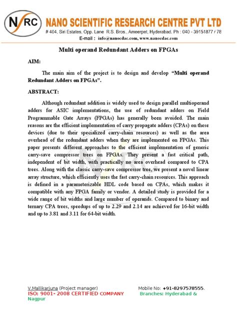 Multi Operand Redundant Adders On Fpgas Pdf Certified Public
