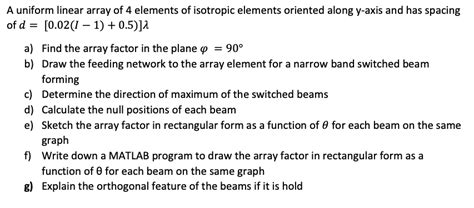 Solved A Uniform Linear Array Of 4 Elements Of Isotropic