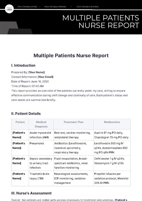 Free Multiple Patients Nurse Report Template To Edit Online