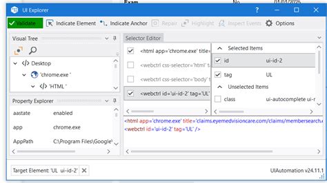unable to highlight dropdown elements in ui explorer how to enable