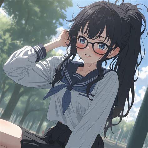 Cute Nerdy Girl Anime Created With Seaart Ai