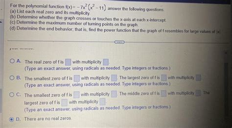 [answered] for the polynomial function f x 7x x 11 answer the following