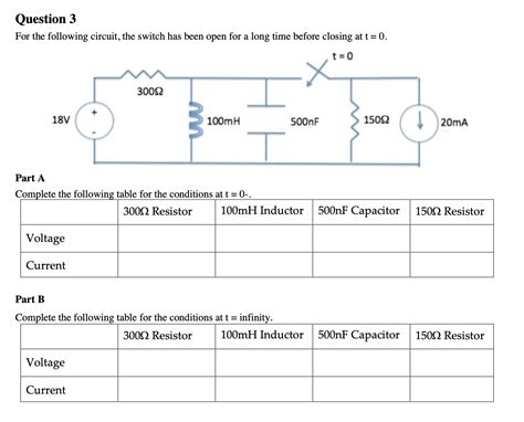 Solved Question For The Following Circuit The Switch Has Chegg