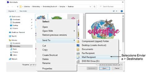 Enviar diseños como archivos adjuntos al correo electrónico