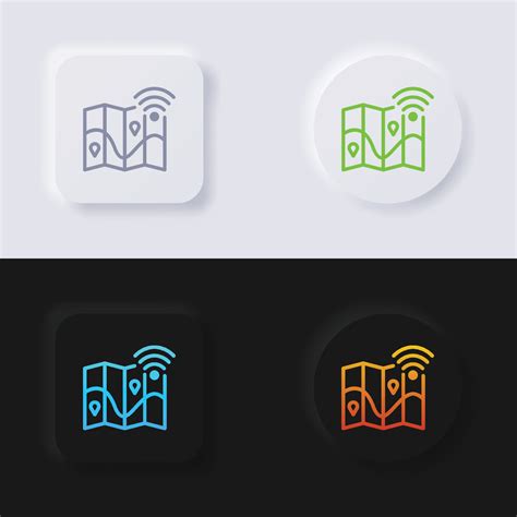 Map Button Icon Set Multicolor Neumorphism Button Soft Ui Design For Web Design Application Ui
