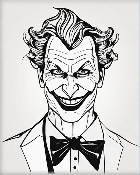 Premium Ai Image Joker Portrait Of A Clown Line Art Illustration