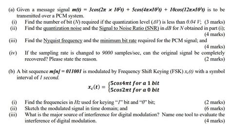Solved A Given A Message Signal Mt 3cos2m Solutioninn