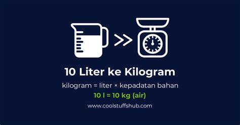Konversi 10 liter ke kilogram (10 l ke kg)