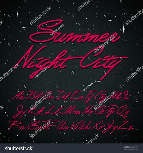 Vektor Stok Hand Written Cursive Retro Font Vector Tanpa Royalti 342412253 Shutterstock