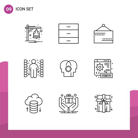 Mobile Interface Outline Set Of 9 Pictograms Of Control Task Board Maze Challenge Editable