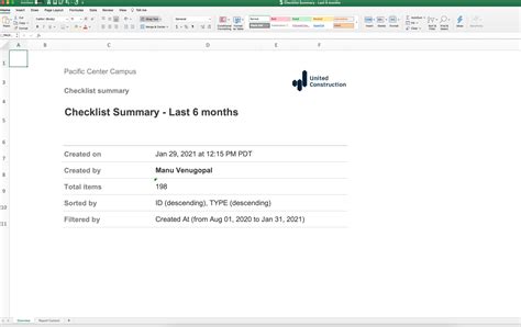 BIM Checklist Summary Report In Excel BIM Release Notes