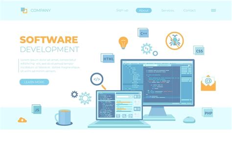 Desenvolvimento de software engenharia de programação código de programação em laptop e tela de