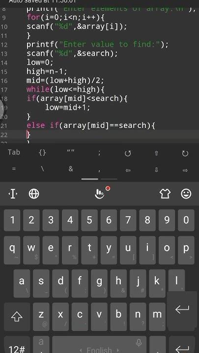 how to search element in array by using binary search viralshort🔥🔥 c