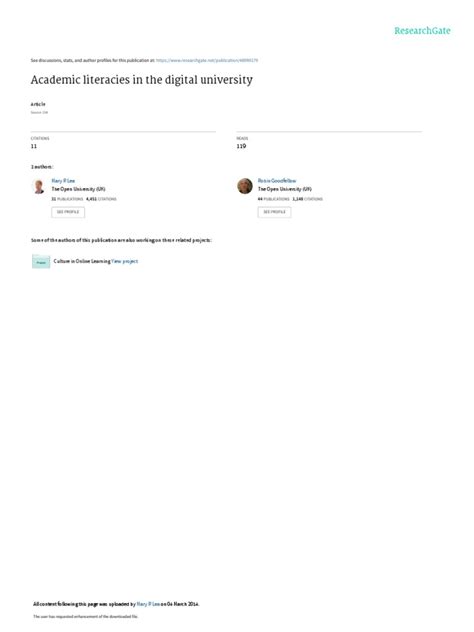 Academic Literacies In The Digital University Pdf Data Educational Technology