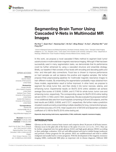 pdf segmenting brain tumor using cascaded v nets in multimodal mr images