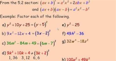 Perfect Square Trinomial Fractions Bgh