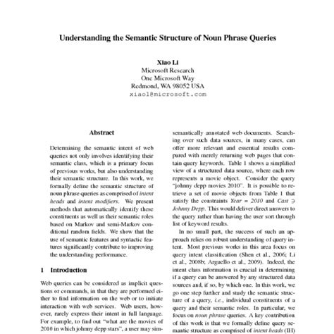Understanding The Semantic Structure Of Noun Phrase Queries Acl Anthology