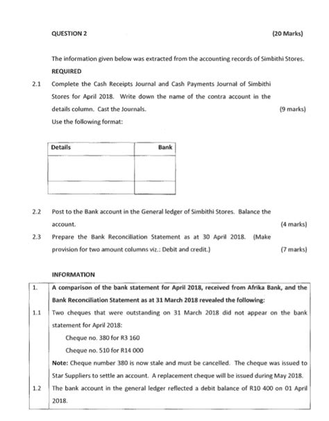 Question2 20 Marks The Information Given Below Was