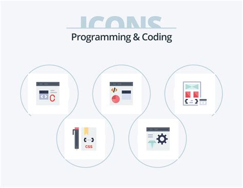 Programming And Coding Flat Icon Pack 5 Icon Design Develop Coding