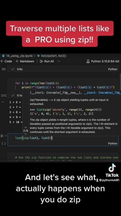 Traverse Multiple Lists Like A Pro Using Zip Shorts Python Coding Pythonprogramming Data