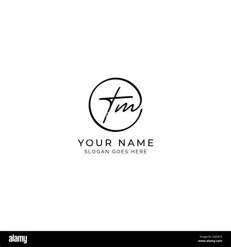 T M Tm Initial Letter Handwritten And Signature Vector Logo Business Template In Round Shape