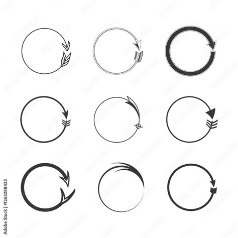 Circular Arrow Icons Cycle Rotation Symbols Round Vector Shapes