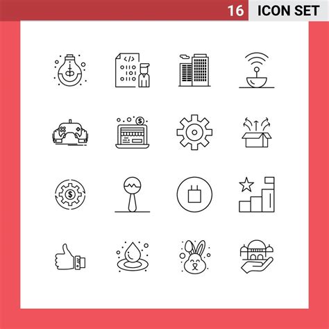 editable vector line pack of 16 simple outlines of space science
