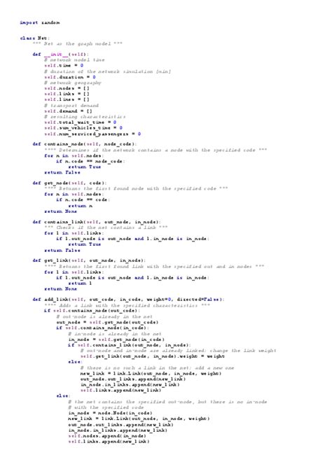 Pdf Python Code For Simulation Of The Public Transport Network