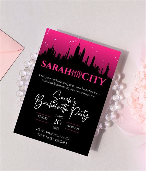 Sex And The City Theme Bachelorette Invitation Editable Digital Invite Nyc Bachelorette