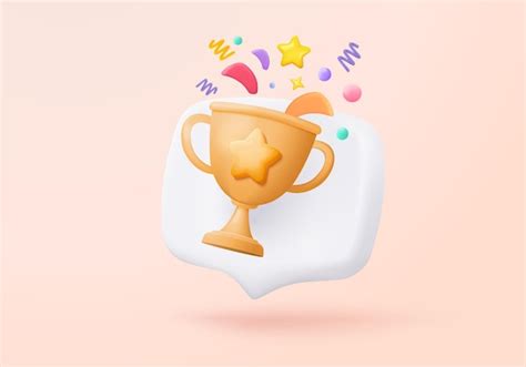 Награда 3d победителя с золотым кубком Золотой победитель звезды для церемонии награждения